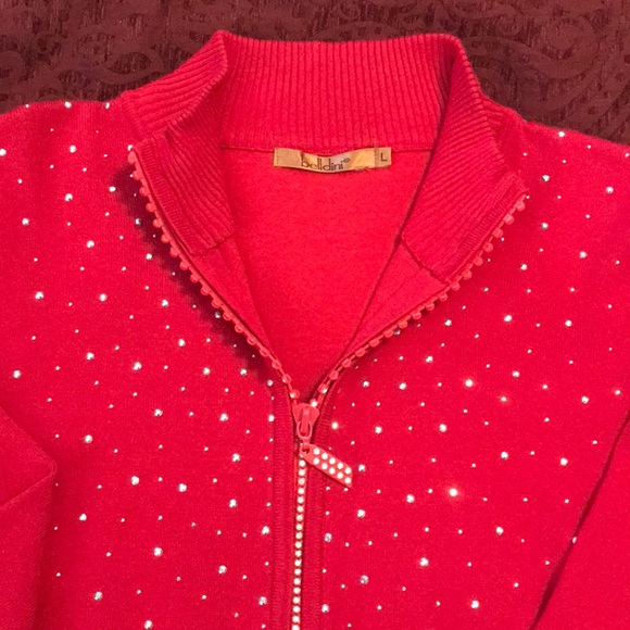 Belldini | Sweaters | Bellini Red With Diamonds Zippered Sweater | Poshmark